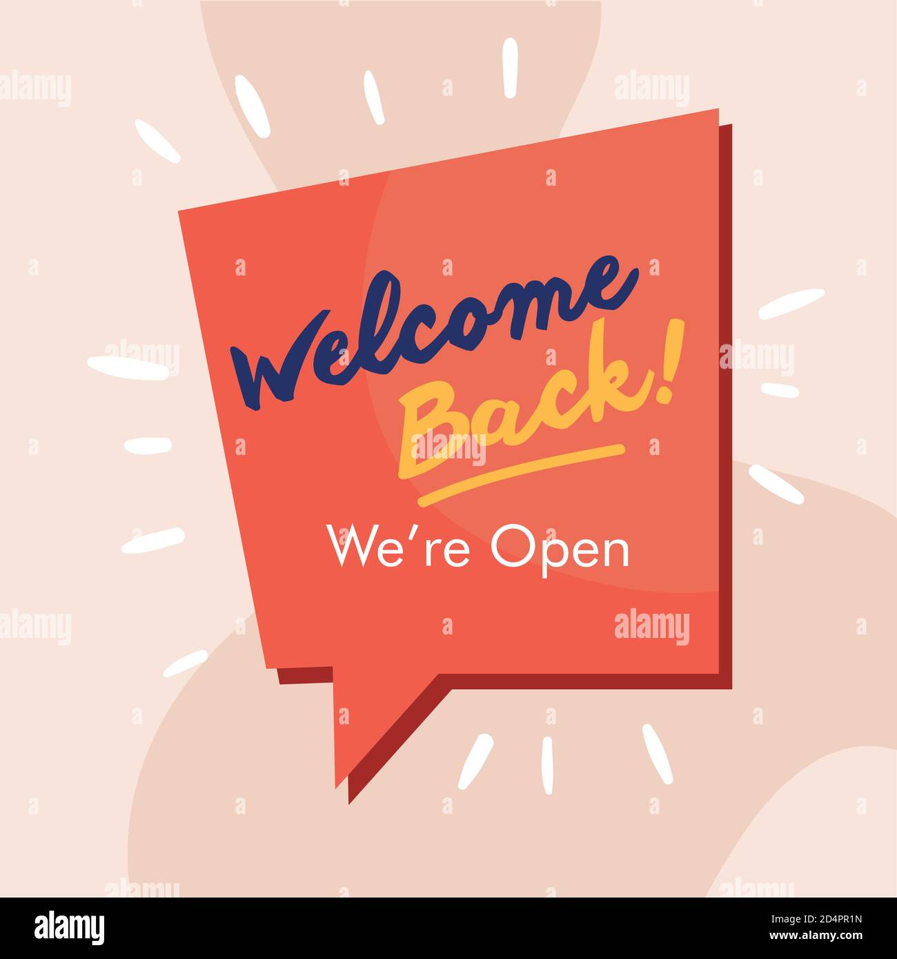 welcome back re opening lettering in speech bubble vector illustration ...