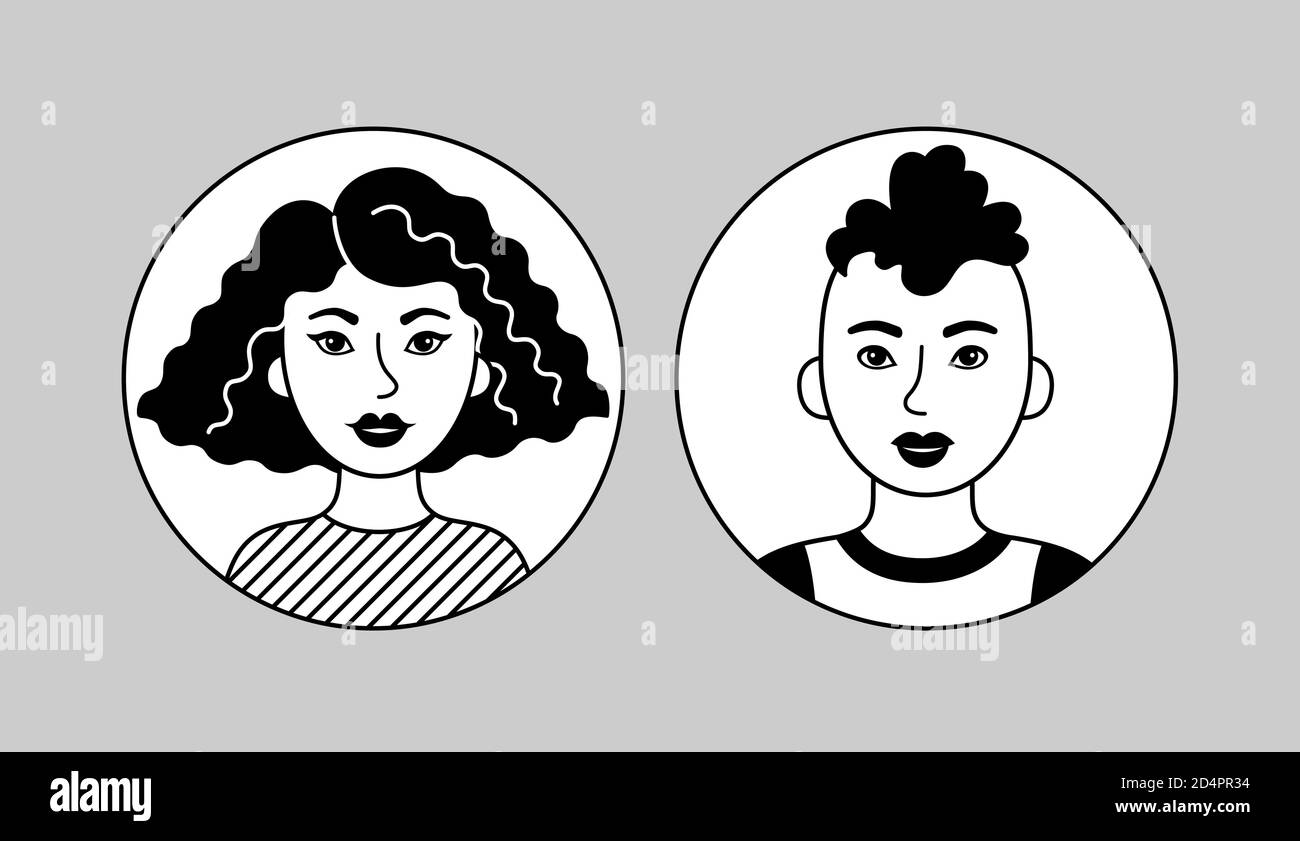 African man and woman, black and white vector pictogram, simple flat ...