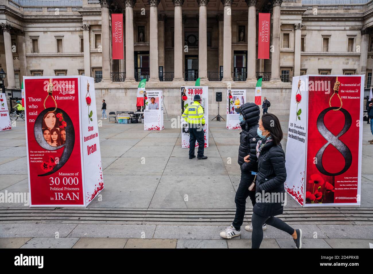 London, UK. 10th Oct, 2020. Stop executions in Iran Protest, Trafalgar ...
