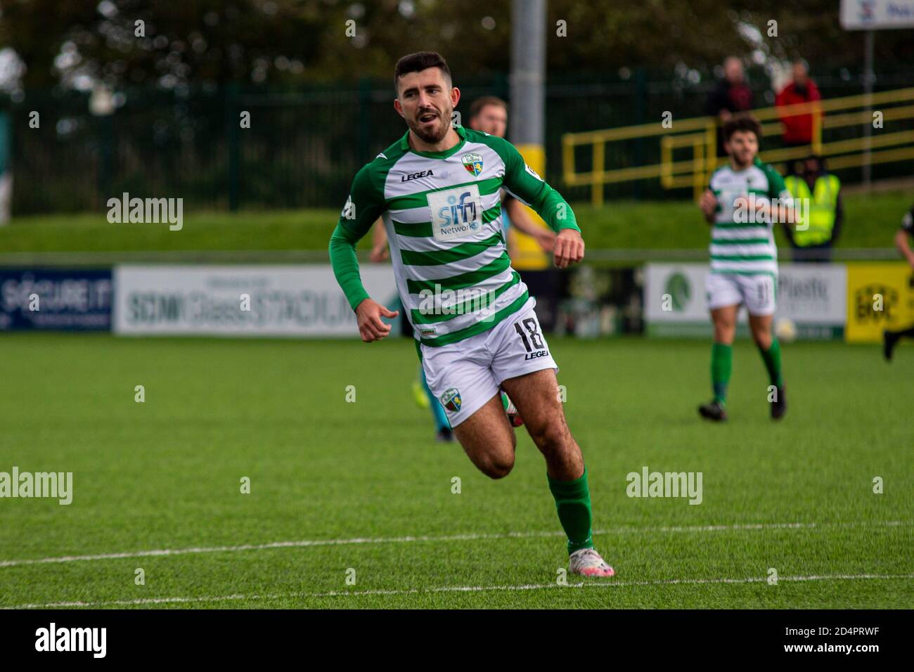 Bridgend, Wales, UK. 10th Oct, 2020. Louis Robles of TNS celebrates ...
