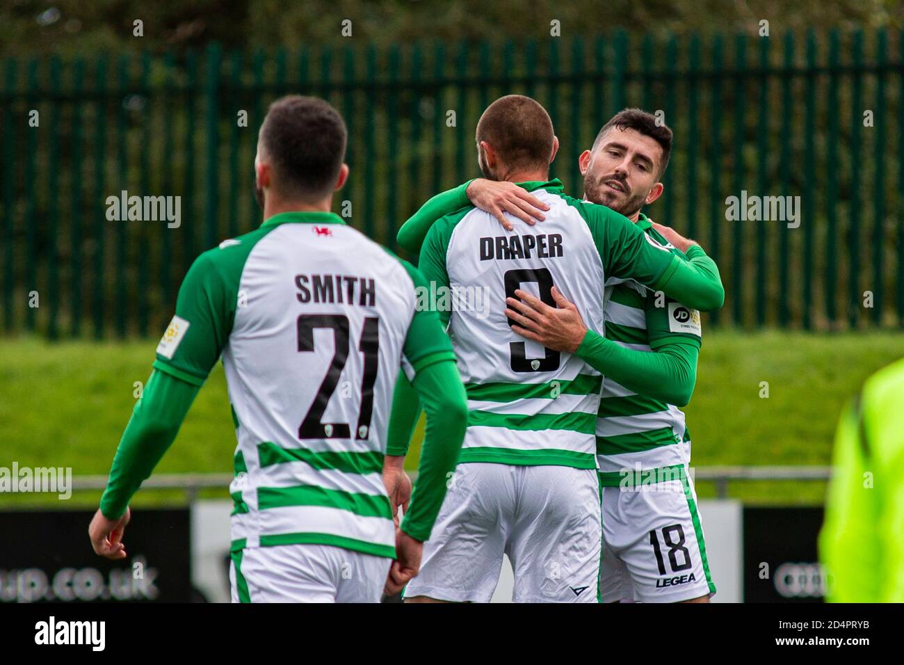 Bridgend, Wales, UK. 10th Oct, 2020. Louis Robles of TNS celebrates ...
