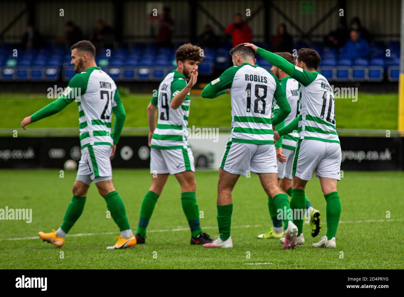 Bridgend, Wales, UK. 10th Oct, 2020. Louis Robles of TNS celebrates ...