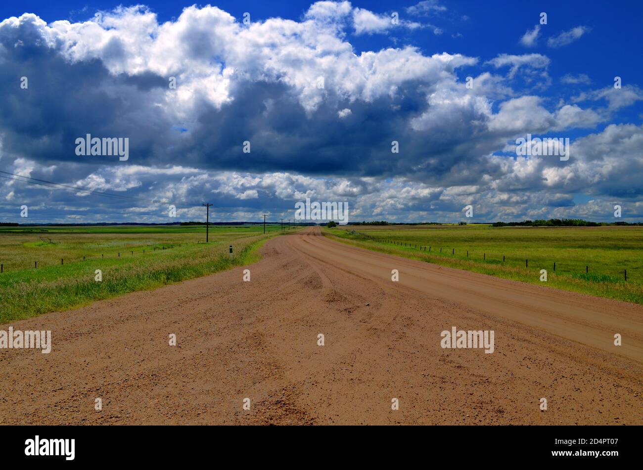 Alberta, Canada - Dirt Highway beneath Dramatic Clouds Stock Photo - Alamy