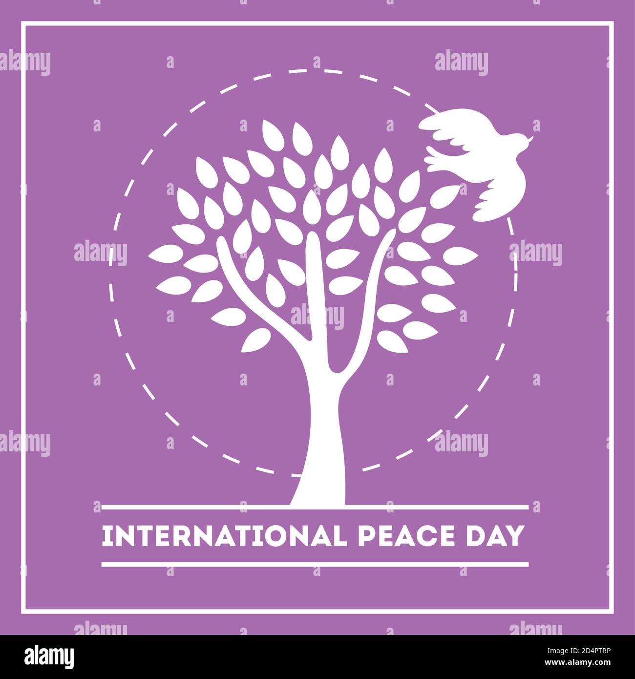 International Day of Peace lettering with dove and tree silhouette ...
