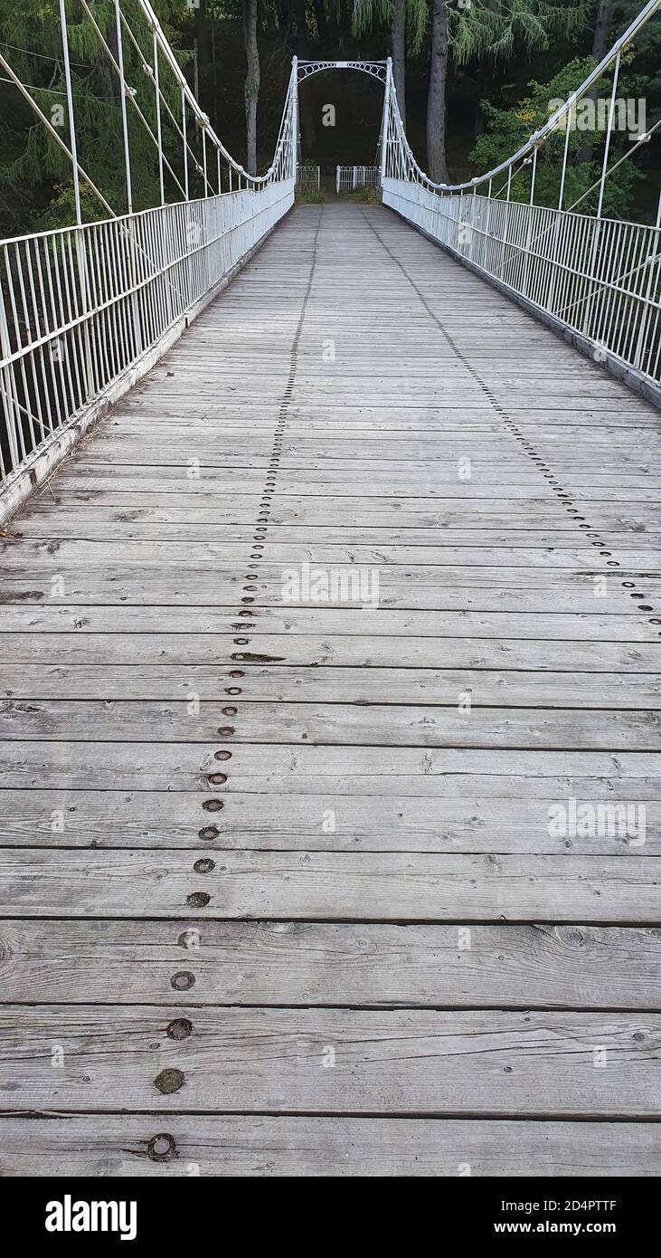 Shaky bridge over River Dee Stock Photo - Alamy