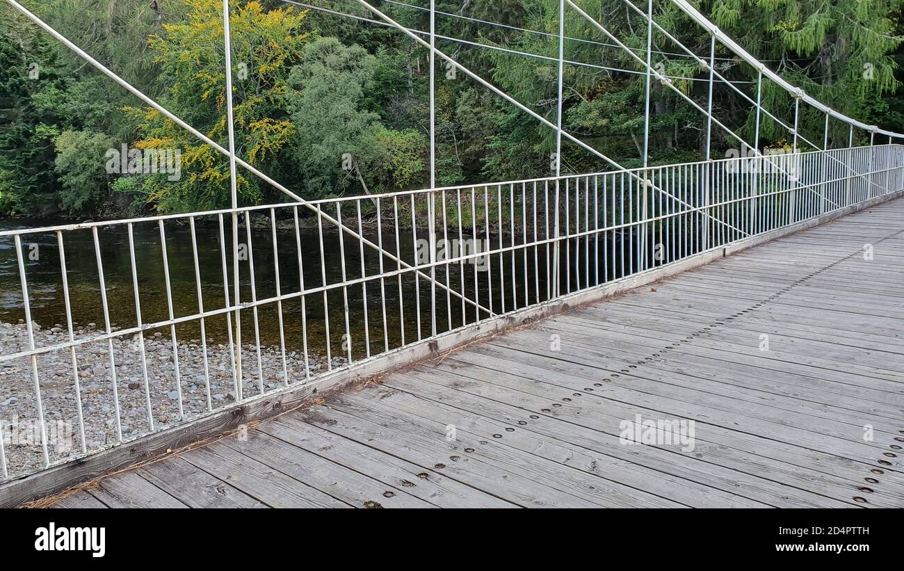 Shaky bridge over River Dee Stock Photo - Alamy