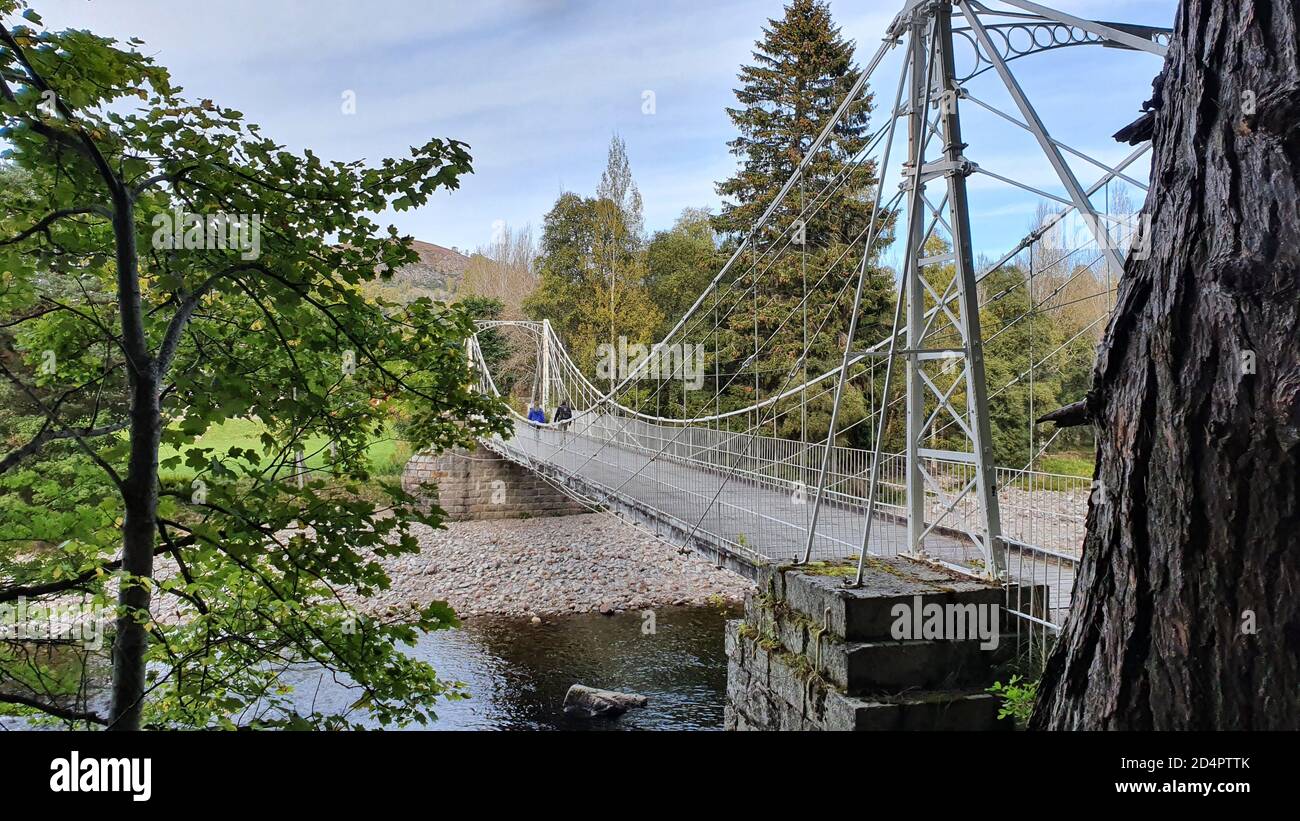 Shaky bridge over River Dee Stock Photo - Alamy