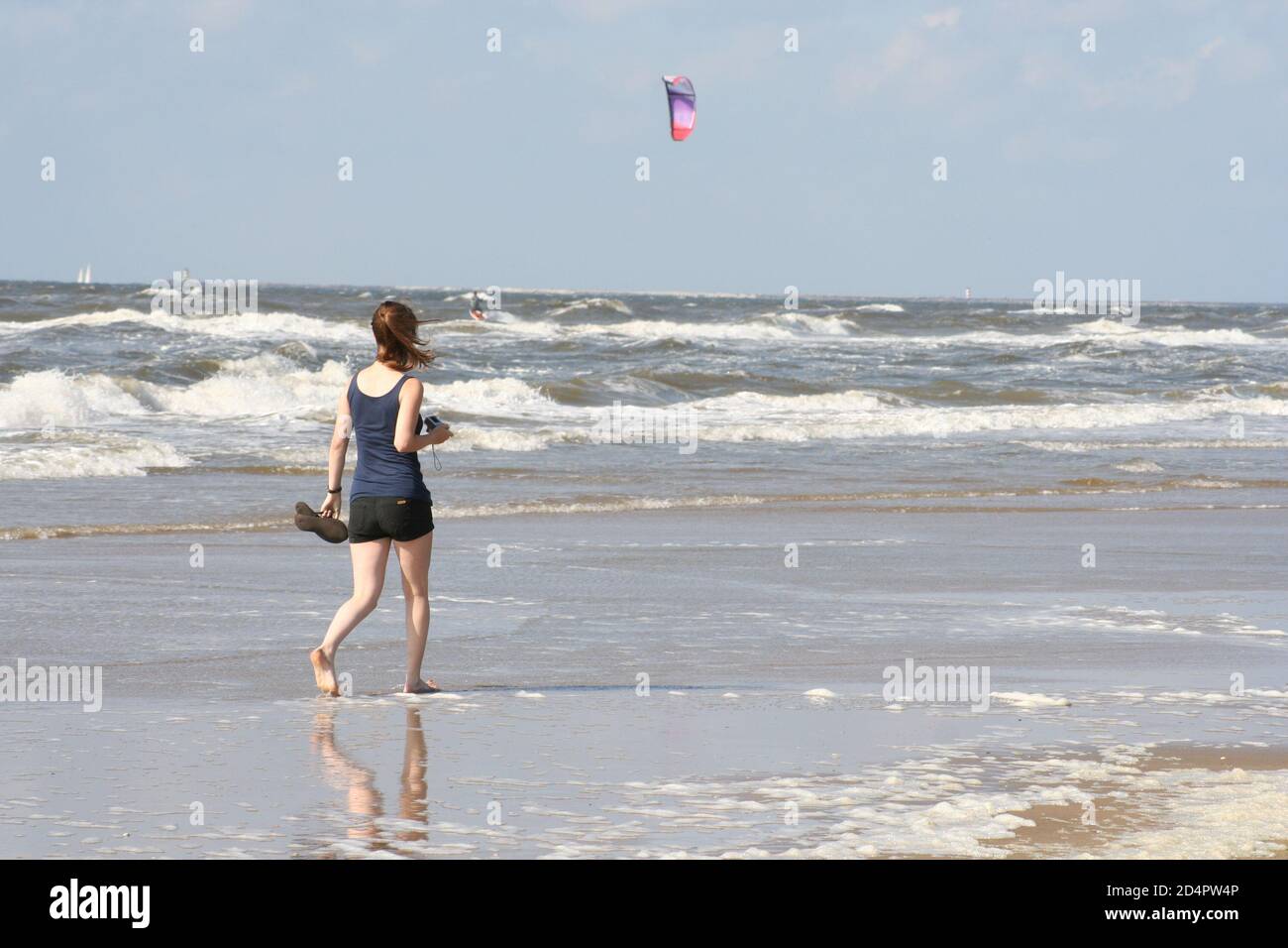 North Sea Beach Kite Flying Kite Flying Fun High Resolution Stock ...