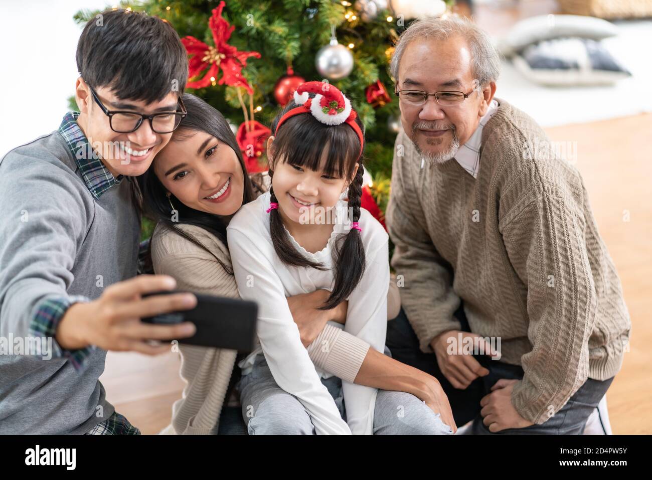Happy Asian Family Christmas