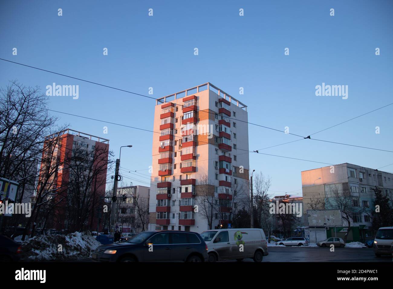 Tall building for living, beautiful sky and sunshine, human place Stock ...