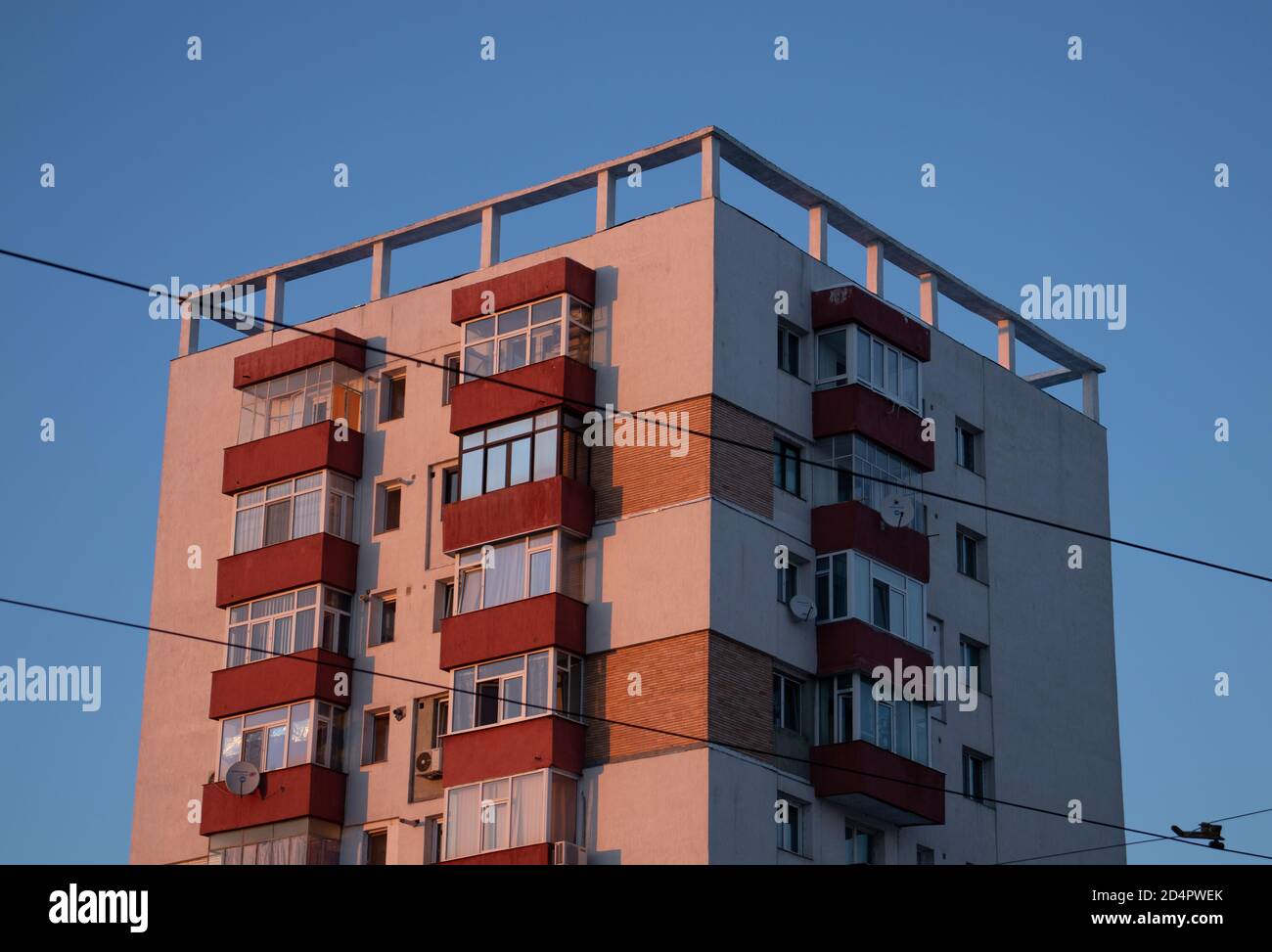 Tall building for living, beautiful sky and sunshine, human place Stock ...