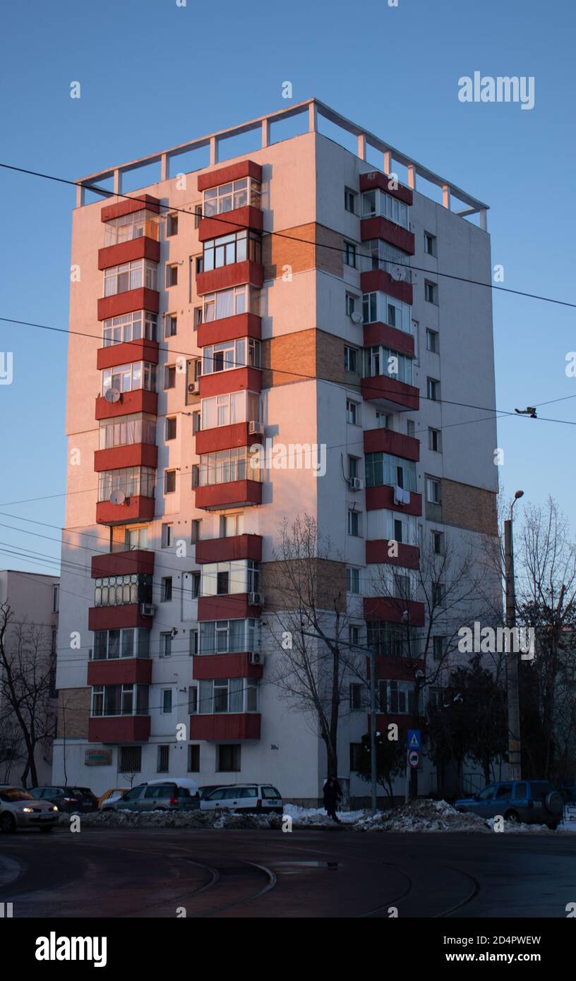 Tall building for living, beautiful sky and sunshine, human place Stock ...
