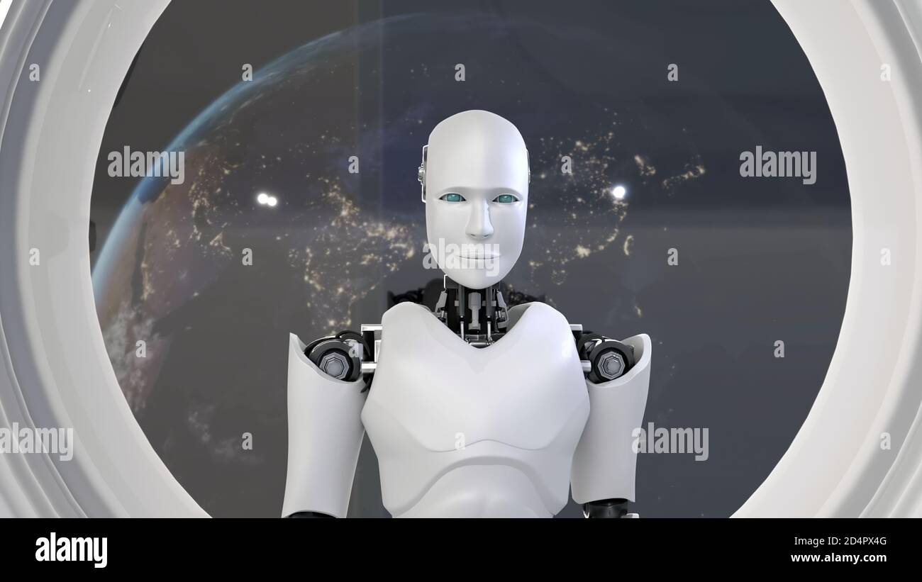 Humanoid robot man in space hi-res stock photography and images - Alamy