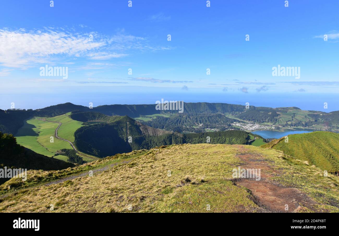 Scenic view from hiking trails in the Azores Stock Photo - Alamy