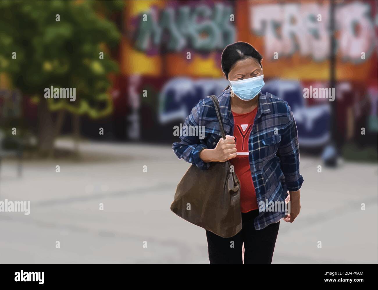 Graffiti wall girl walking Stock Vector Images - Alamy