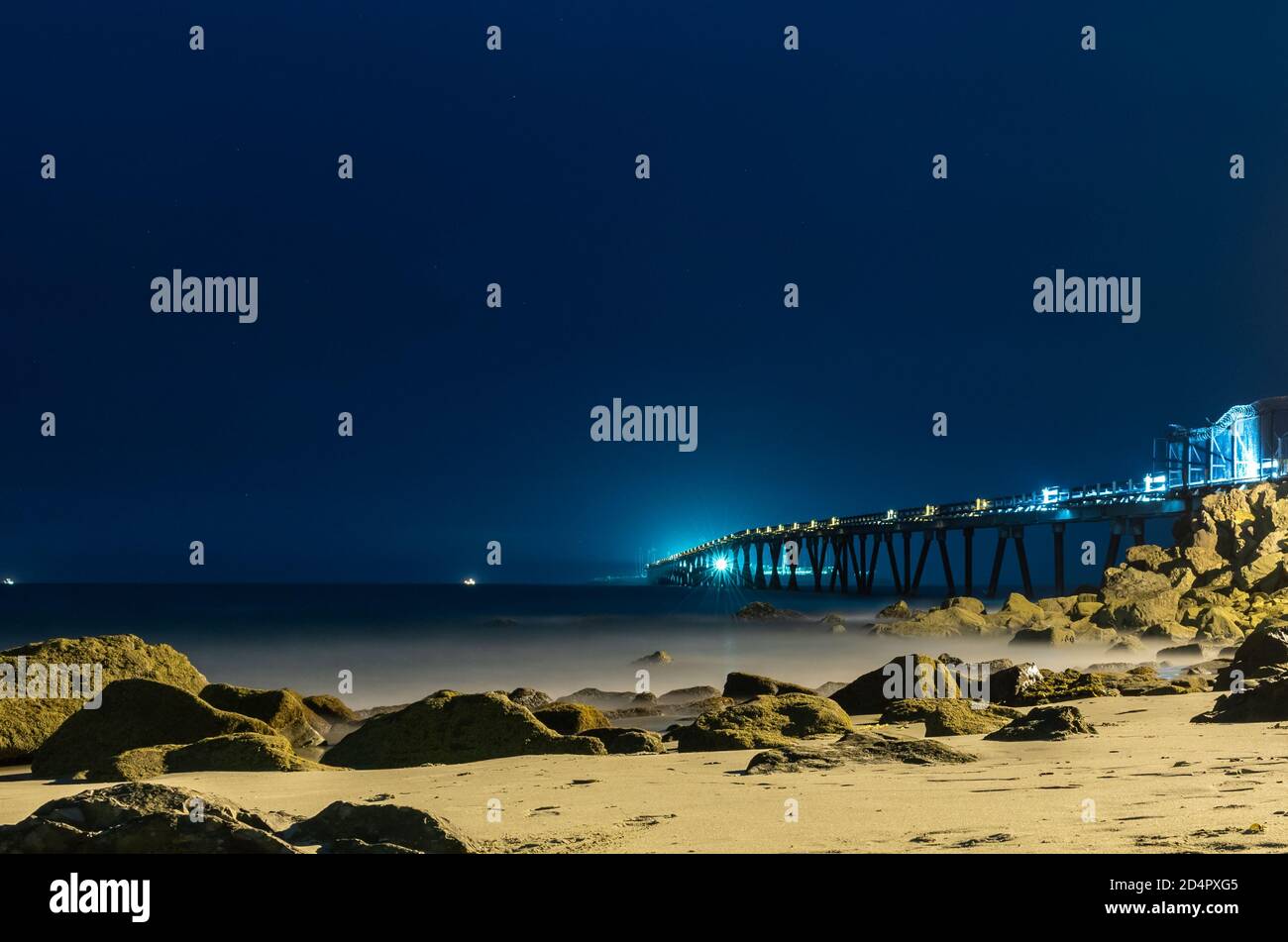 Rincon Island looms in the distance with bright lights as Richfield ...