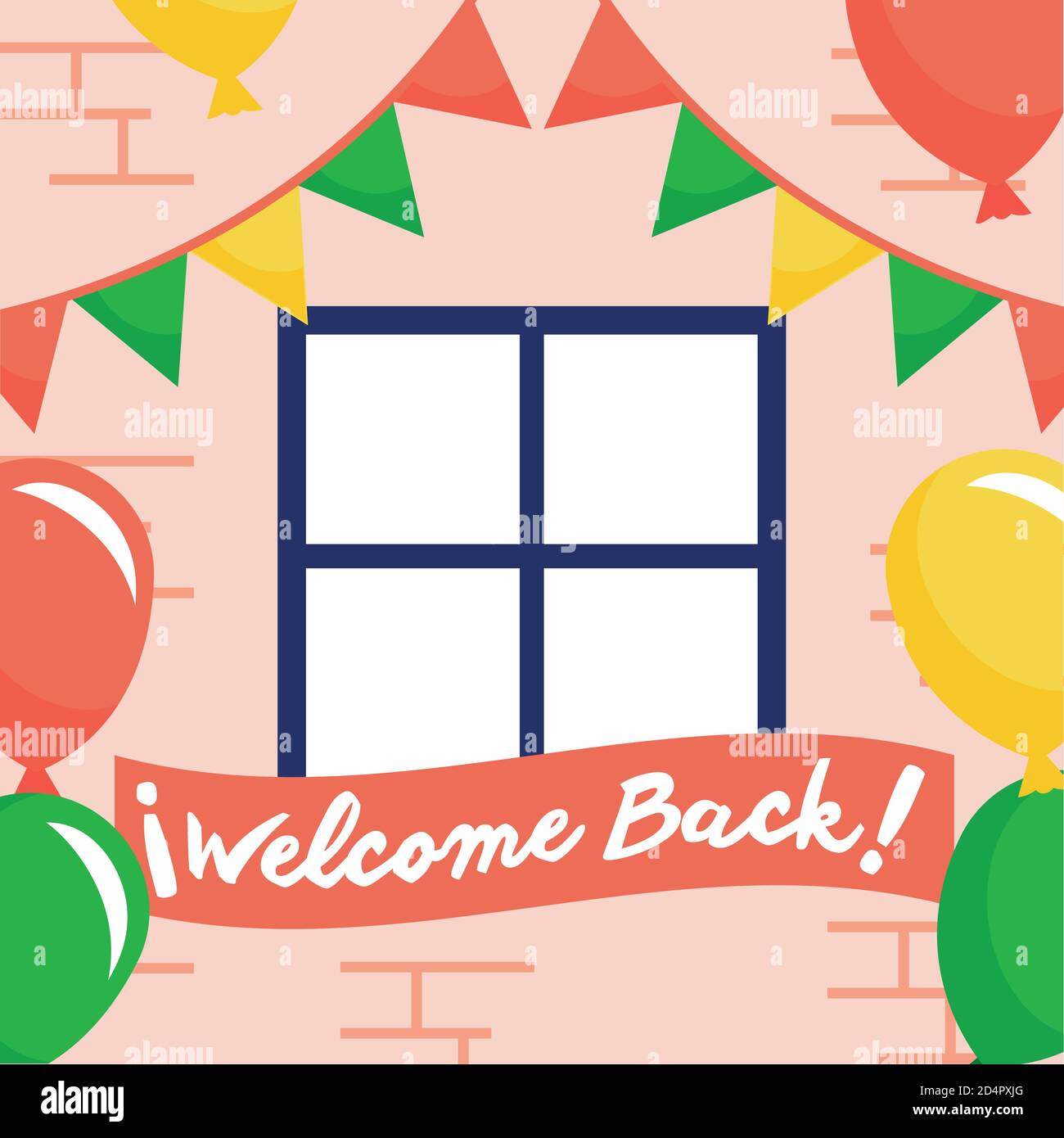 welcome back re opening lettering in placard with balloons helium and ...