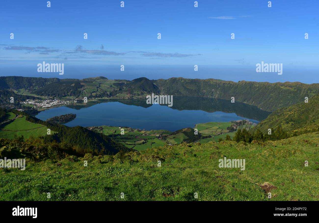 View of Sete Cidades Caldera in the Azores Stock Photo - Alamy