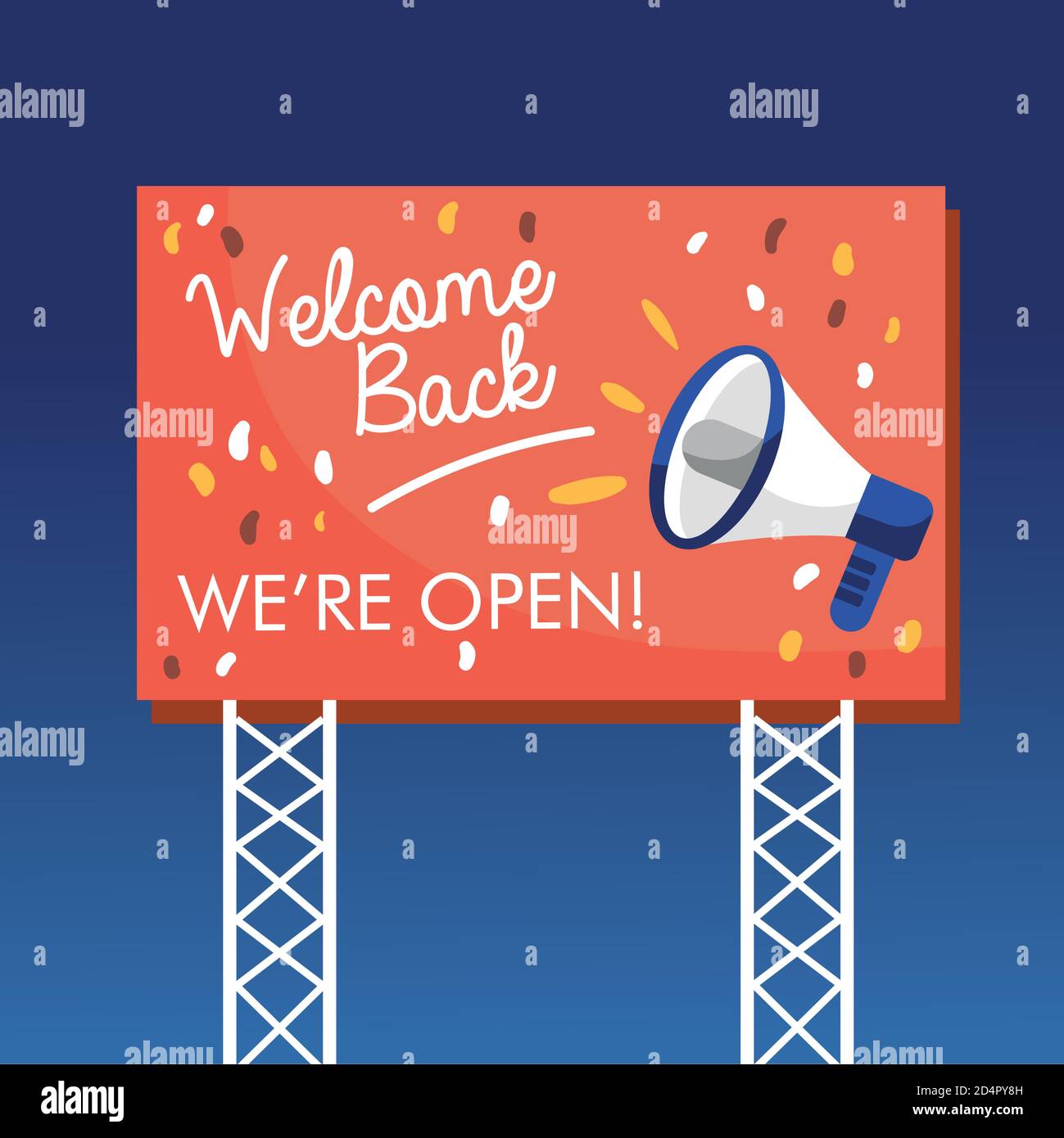 welcome back re opening banner and megaphone vector illustration design ...