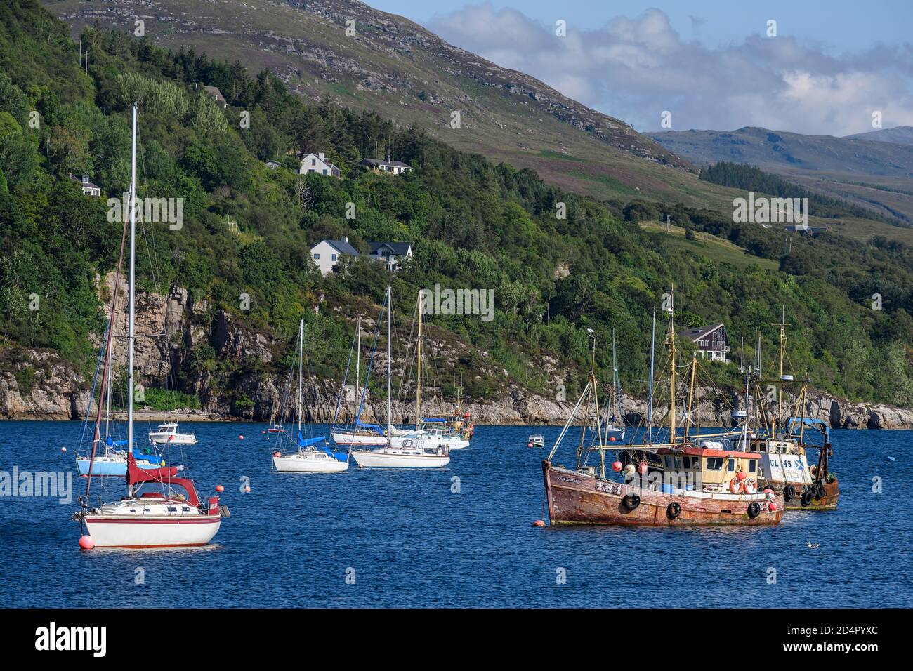 Marina on the banks of Loch Broom, North West Highlands, Ross and ...