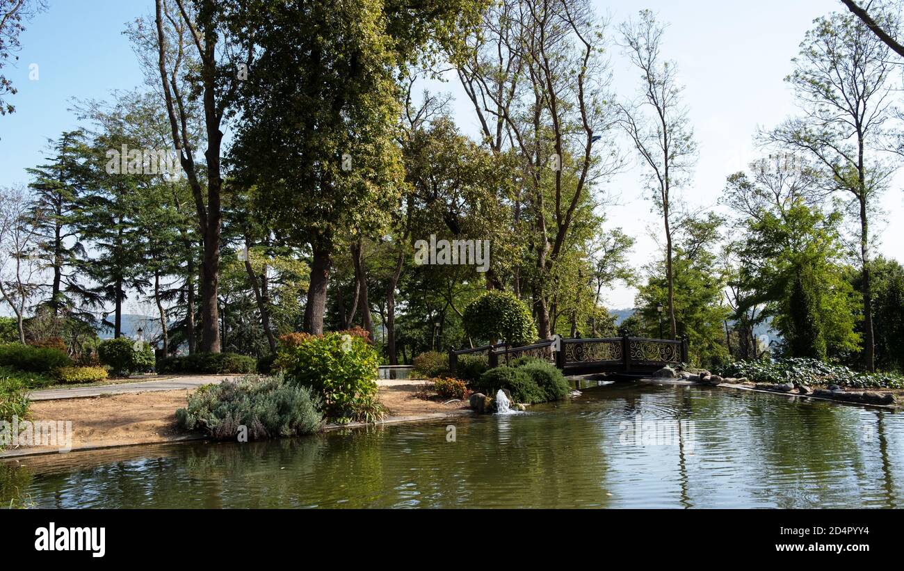 Emirgan Park largest park of Istanbul. The view of fall in Emirgan Park ...