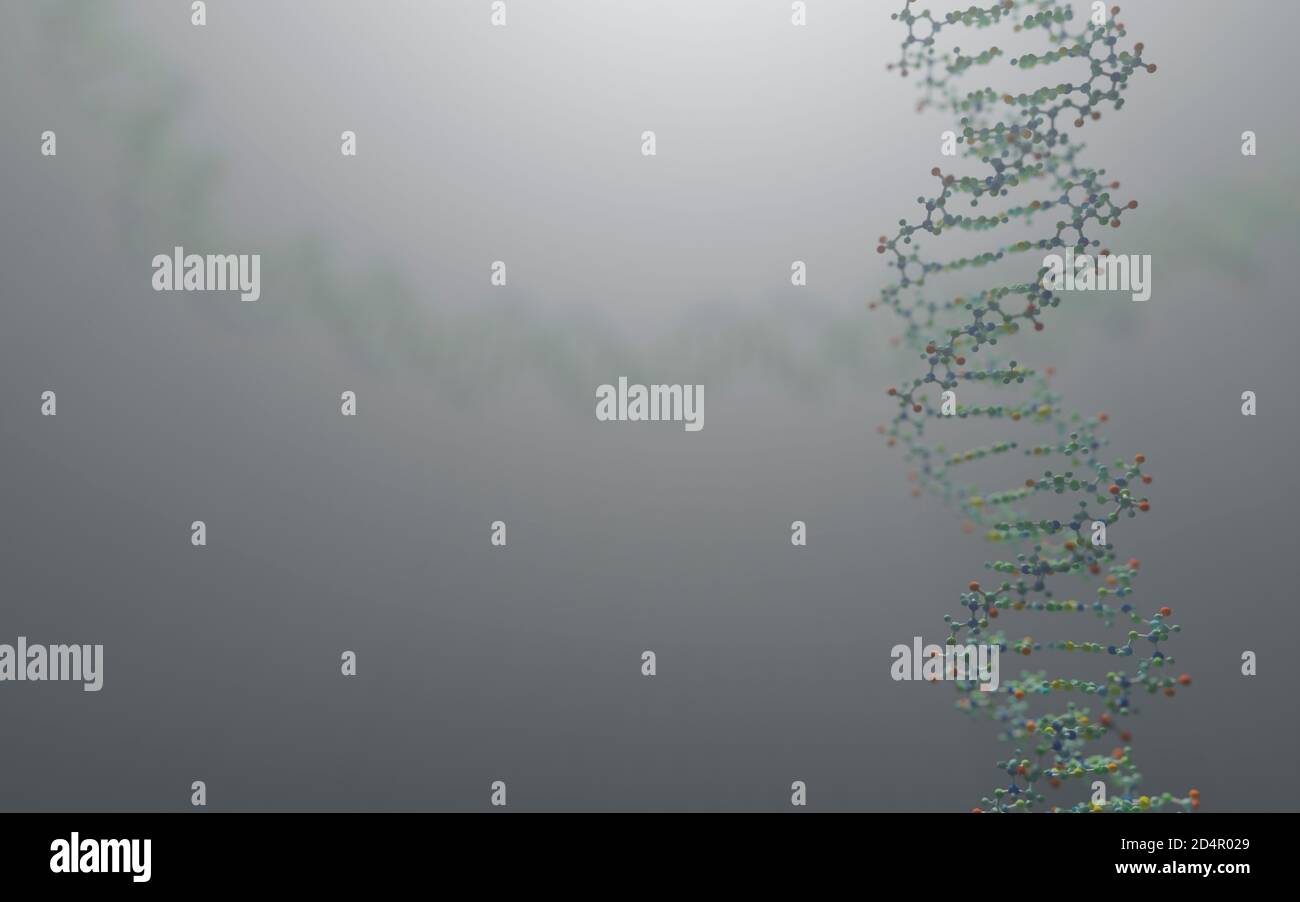 Strings of DNA . Scientifically correct ball-and-stick representation ...