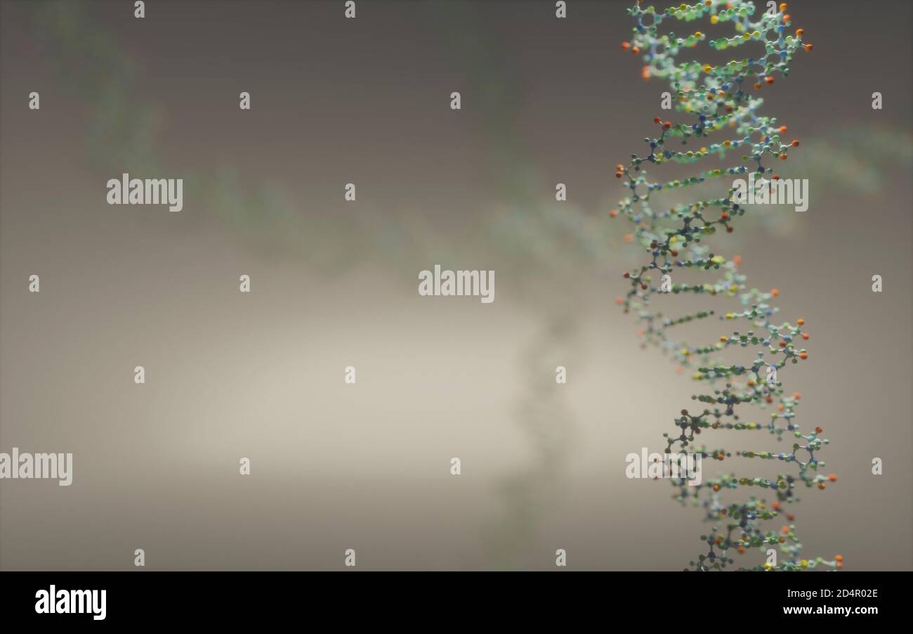 Strings of DNA . Scientifically correct ball-and-stick representation ...