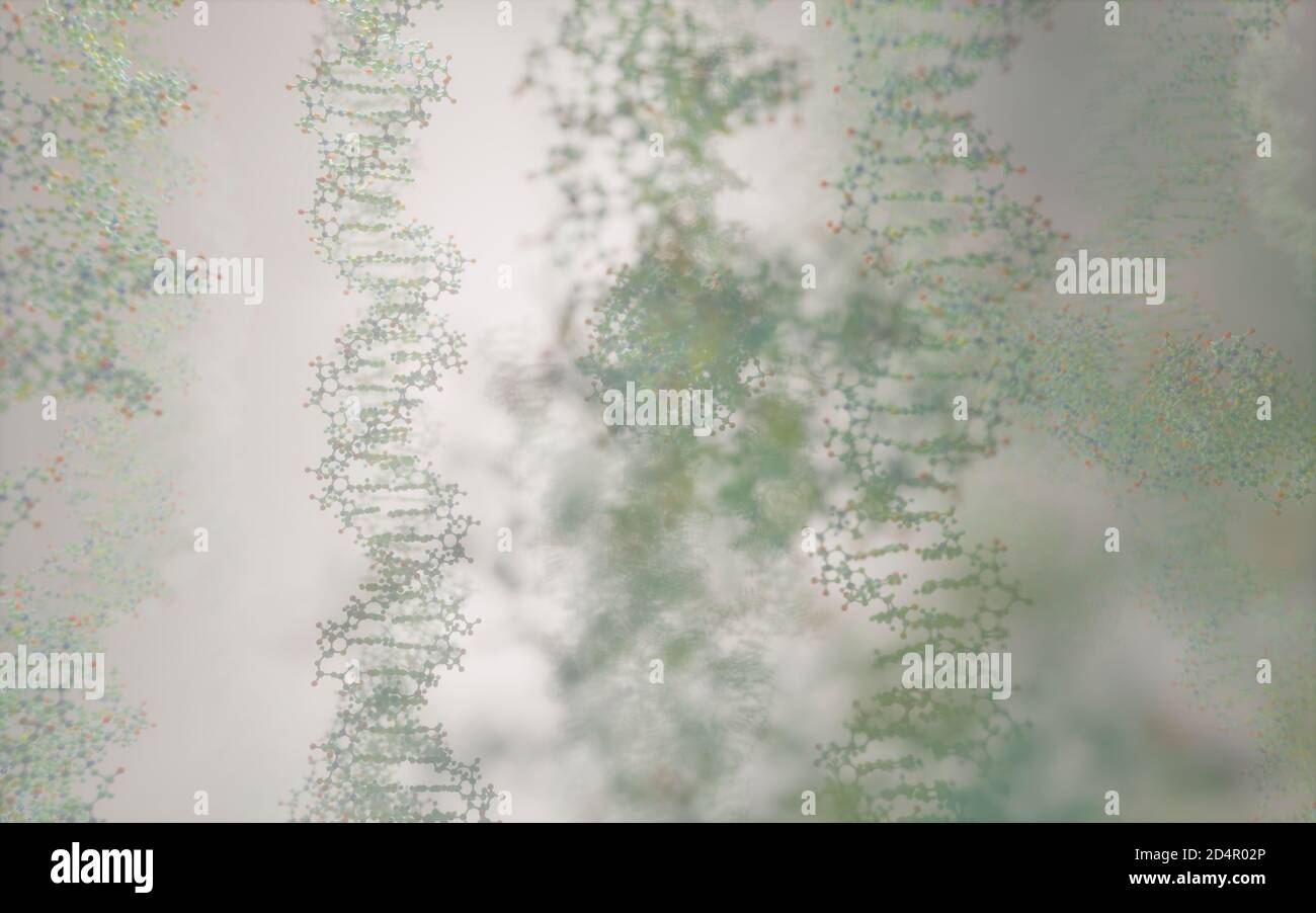 Strings of DNA . Scientifically correct ball-and-stick representation ...