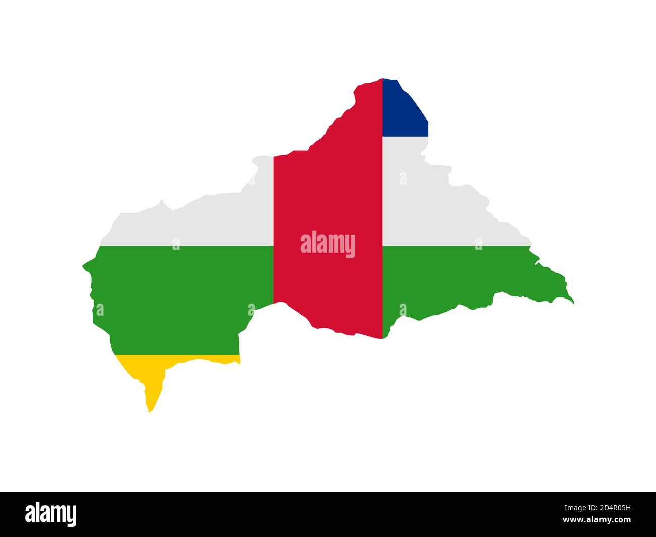 Flag in form form of the geographical country, Central African Republic ...