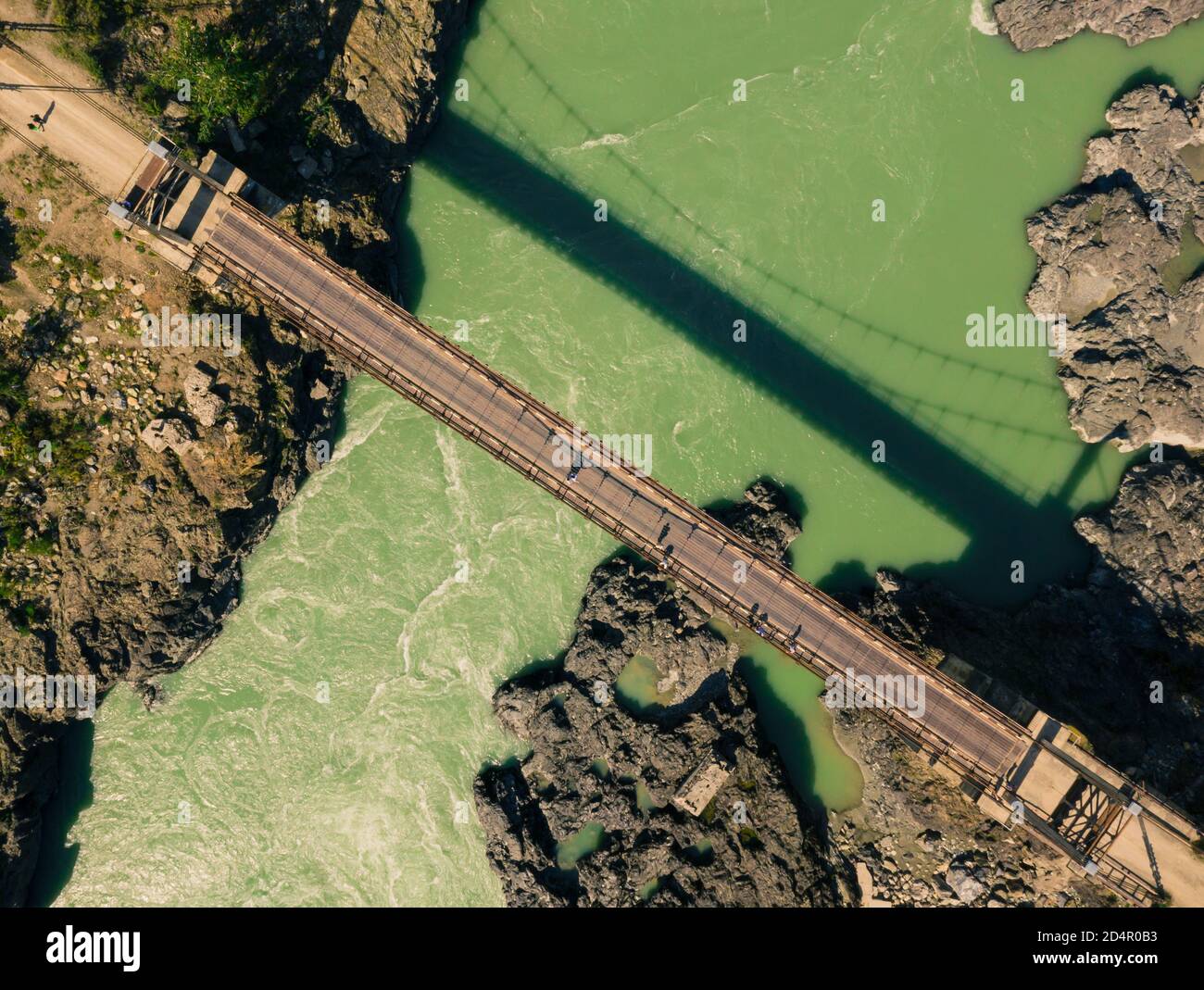 Aerial view of rural river bridge landscape Stock Photo - Alamy