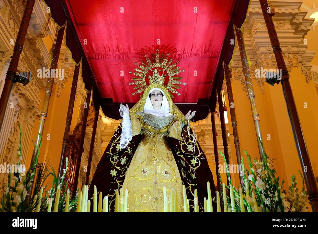 Statue of the Virgin Mary, procession on Palm Sunday at the Plaza de ...