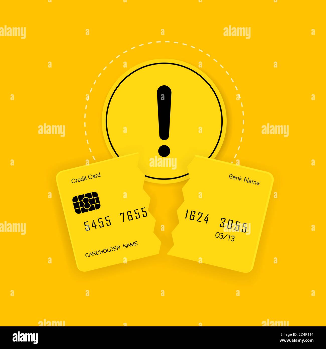 Broken credit card banner. Failed money transaction. Vector on isolated ...