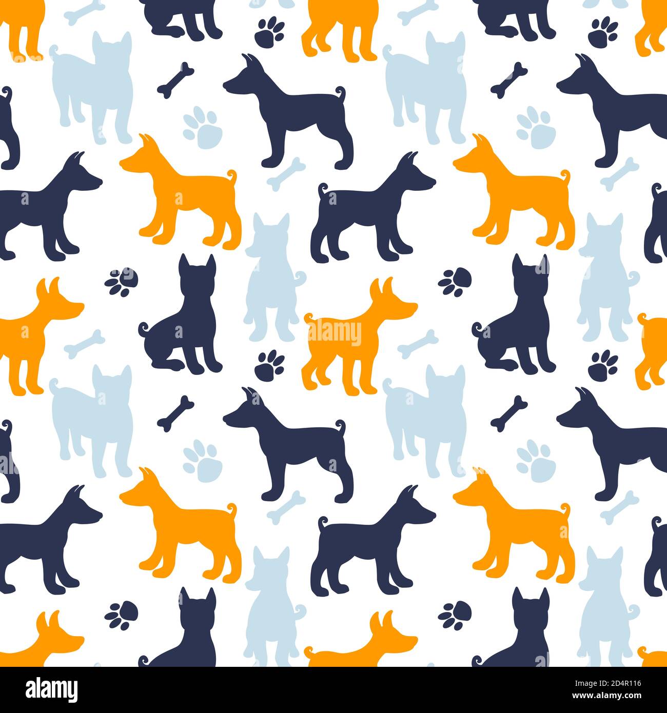 Dog silhouette seamless pattern. Print texture about dogs. Vector ...