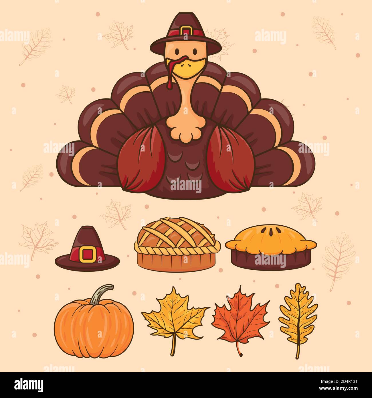 happy thanksgiving day celebration with turkey wearing pilgrim hat and ...