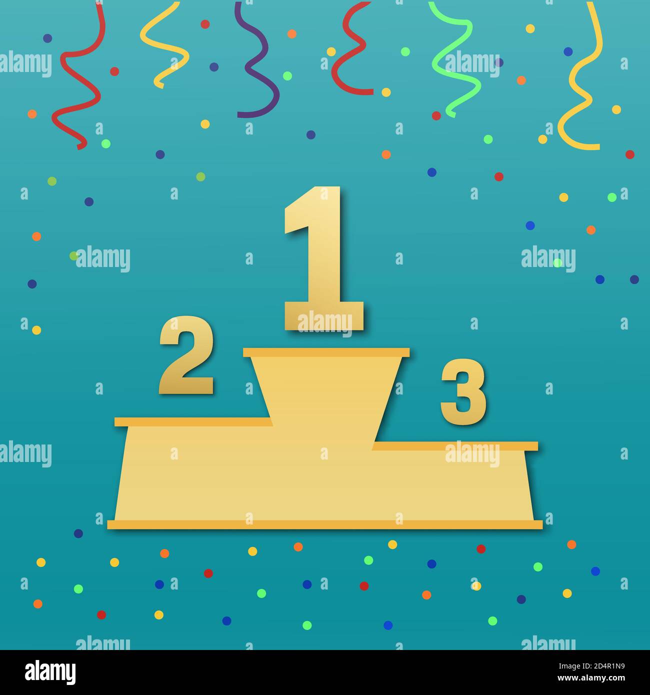 Sport podium in flat style.Winner, number one background confetti on ...