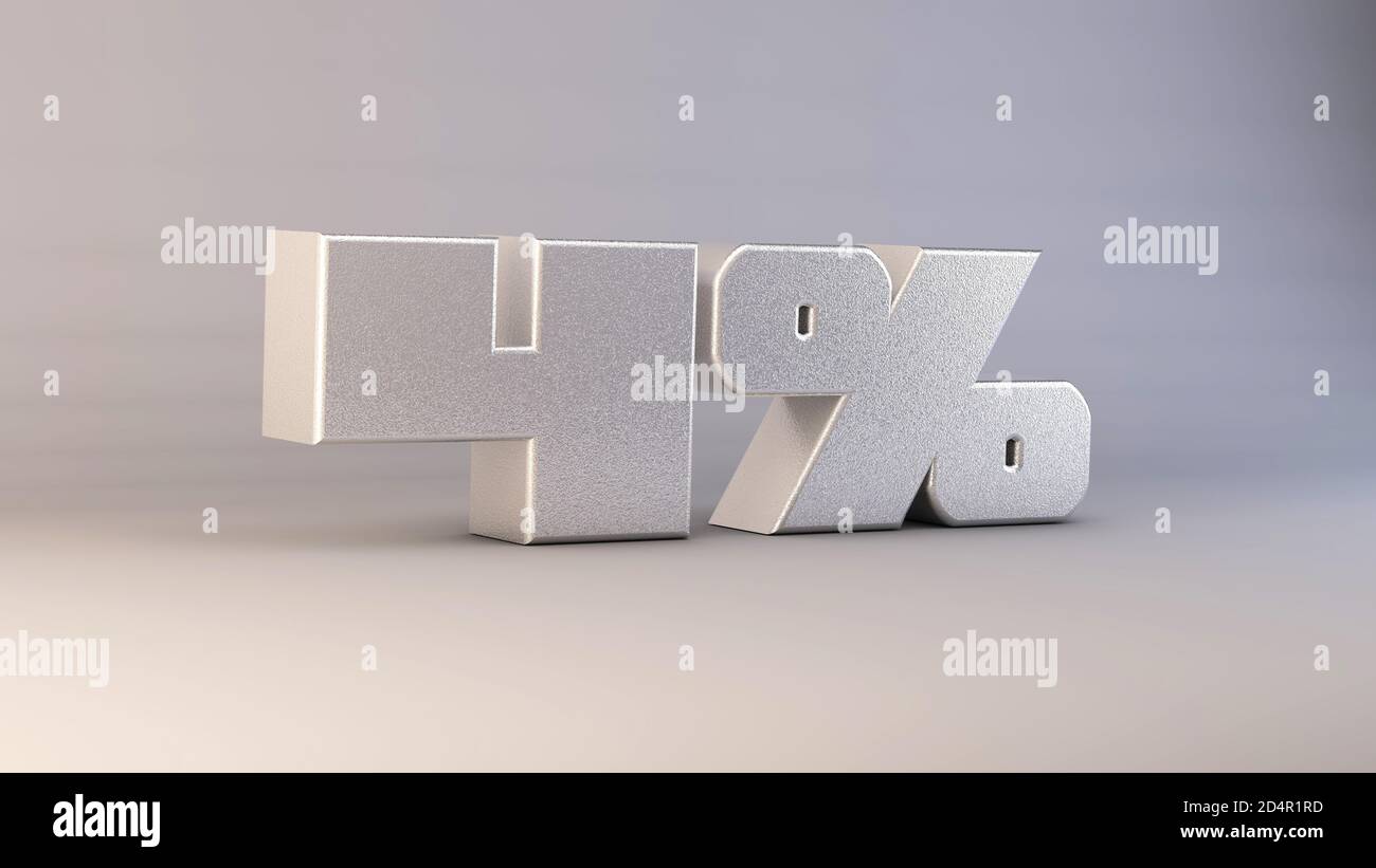 4 percent 3d metal text isolated on white, 3d render illustration Stock ...