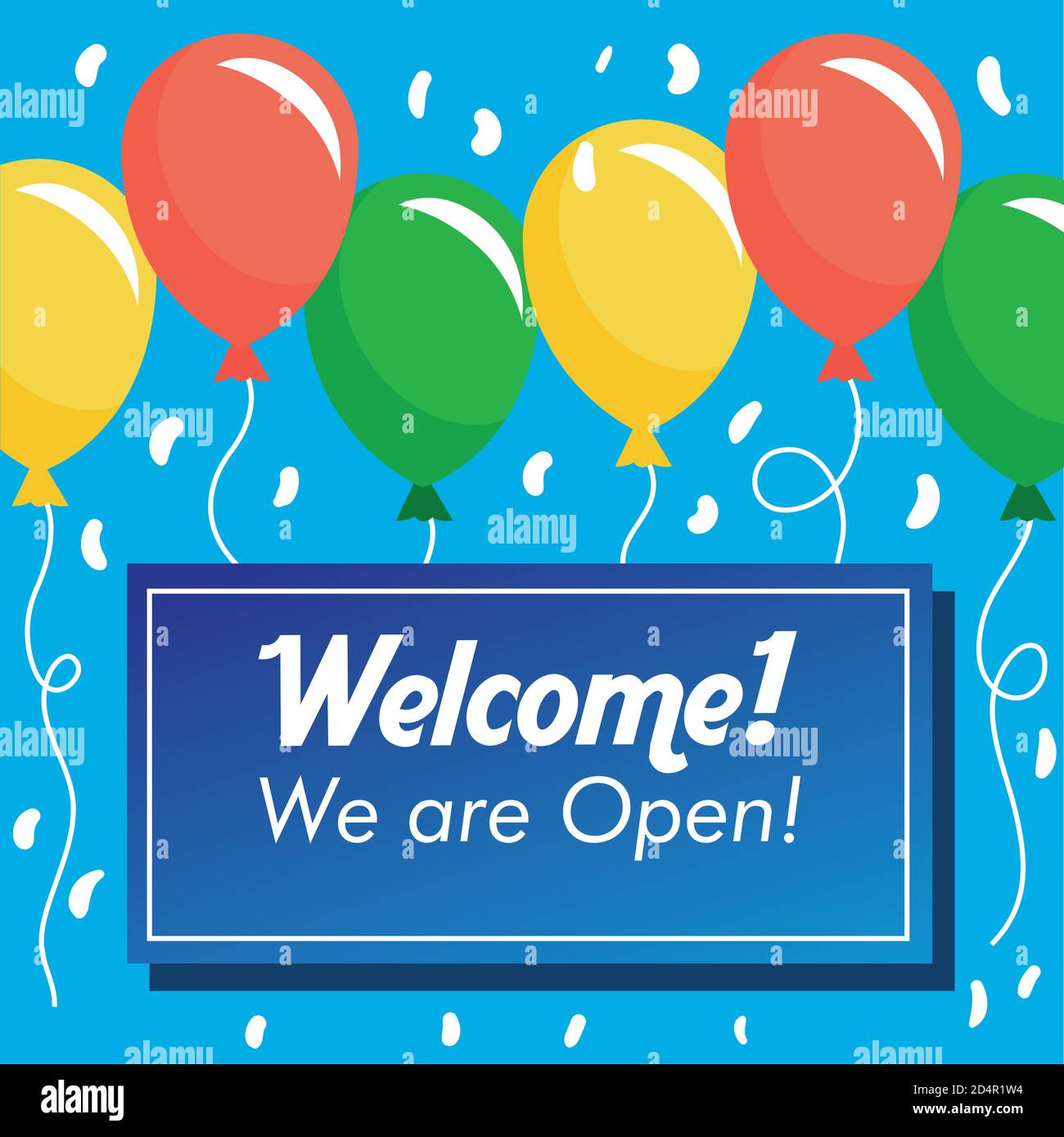 welcome back re opening banner with balloons helium vector illustration ...