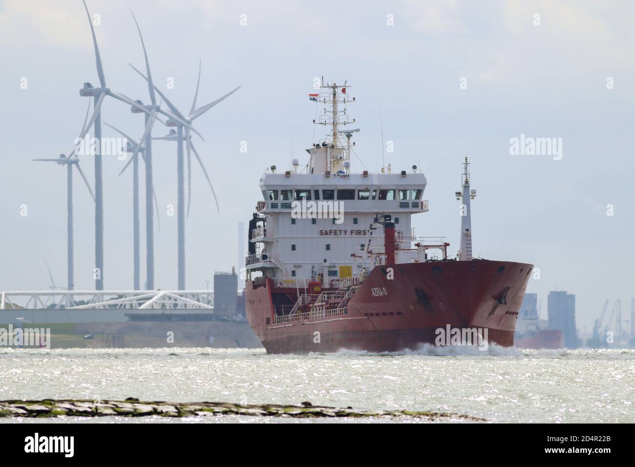 Hoek van Holland, Rotterdam, the Netherlands July 2 2020: red cargo ...