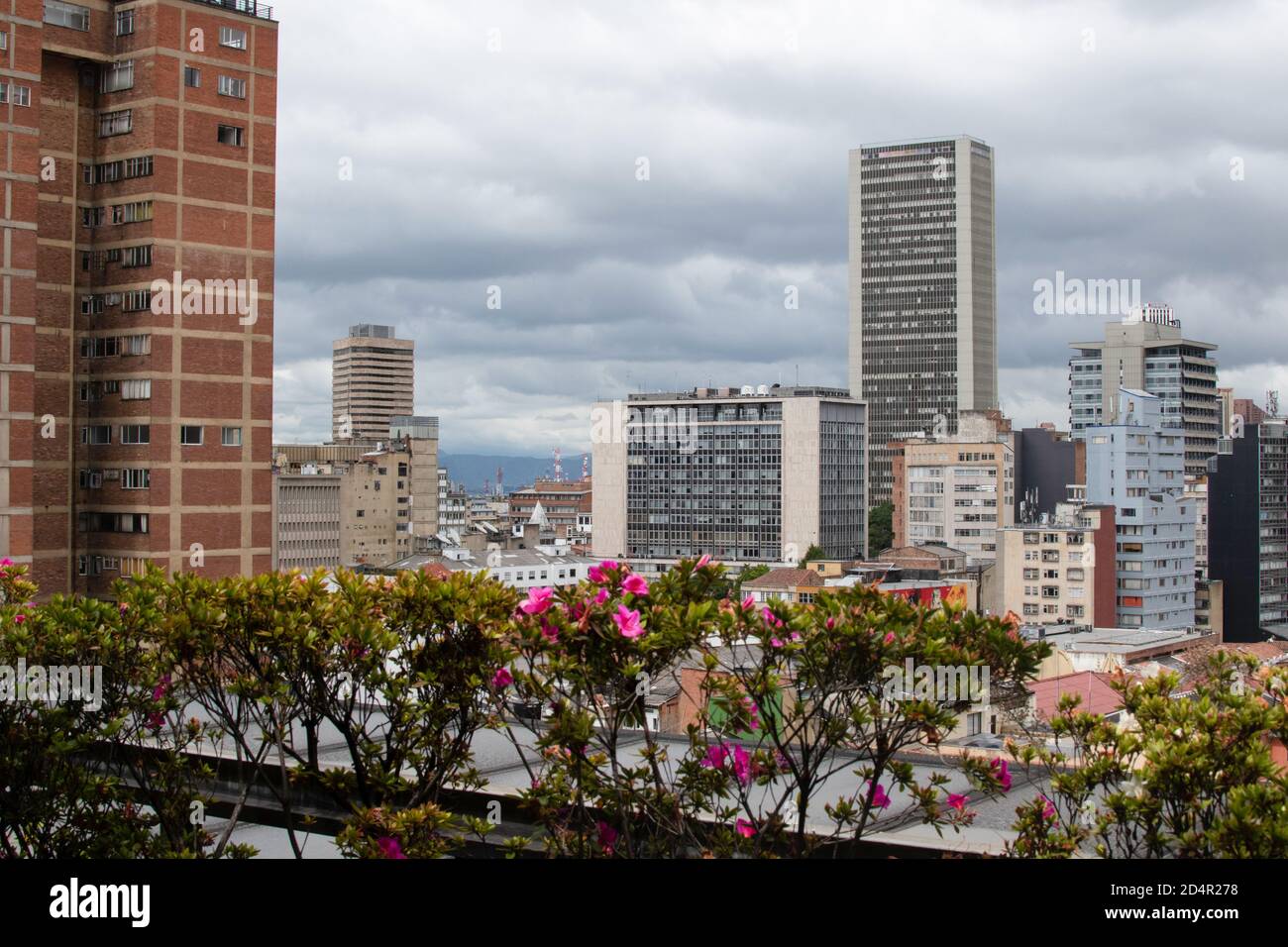 View of the Bogota city from the top floor of Luis Angel Arango library ...