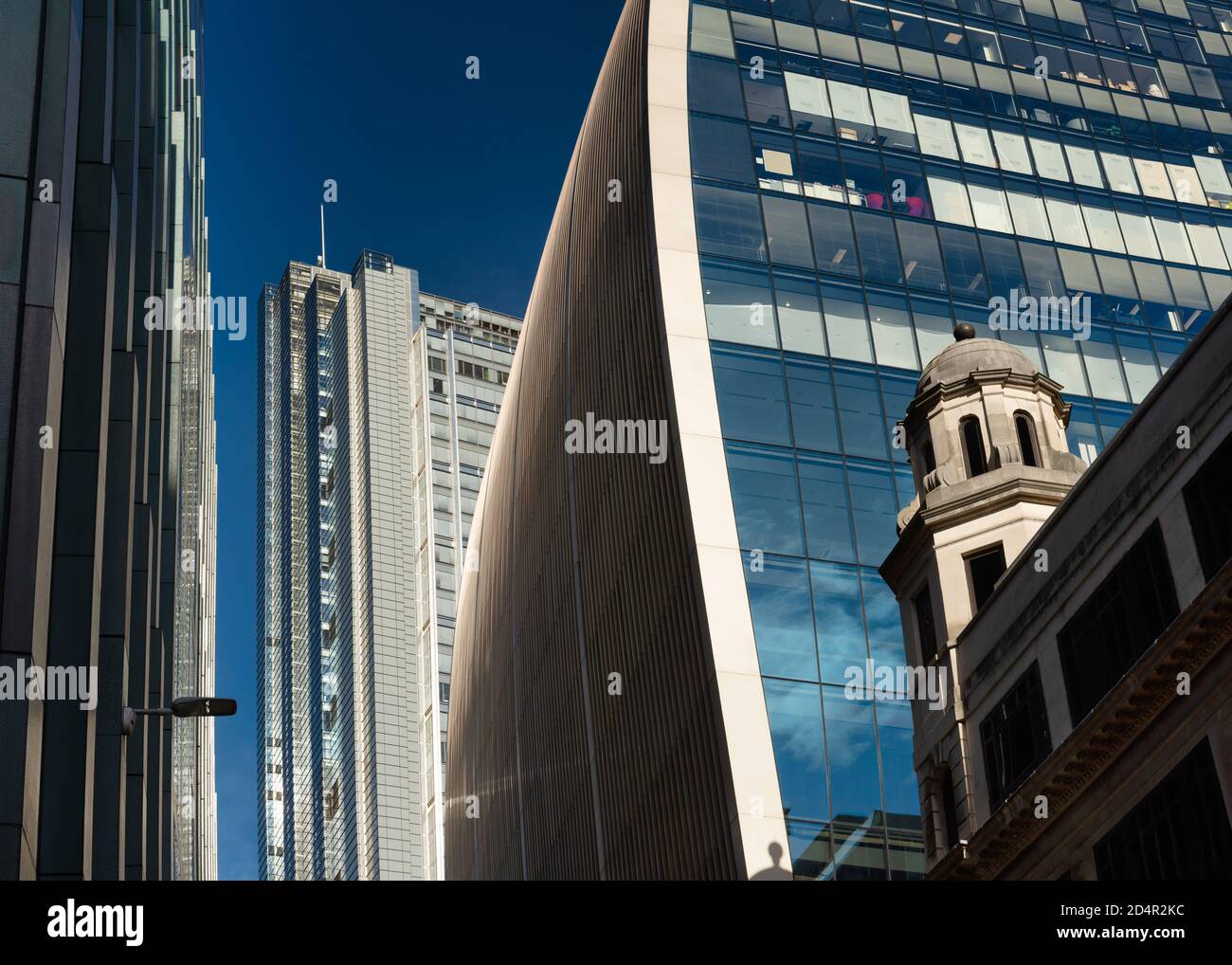 Clashing styles of architecture in the City of London, England Stock ...