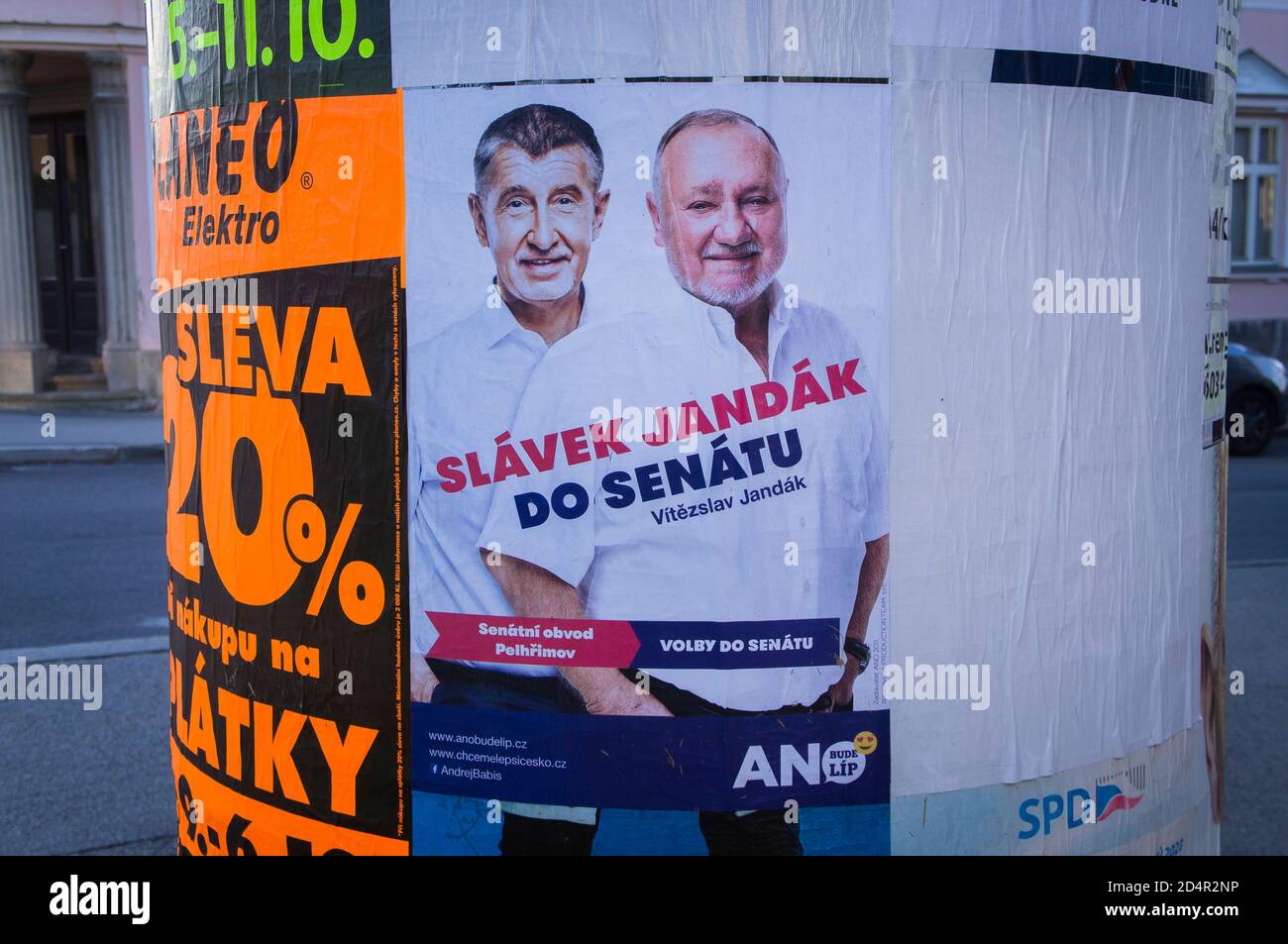 October 2-3, 2020, Czech Senate elections poster of civic association ANO (Action of ...