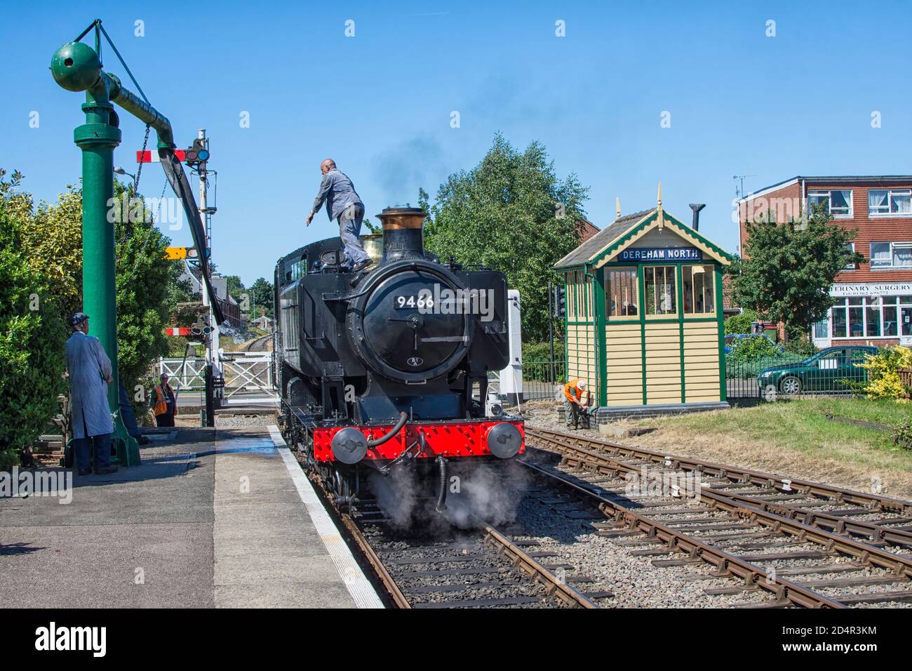 Saddle Tank steam engine stops to take on water at a steam gala on the ...