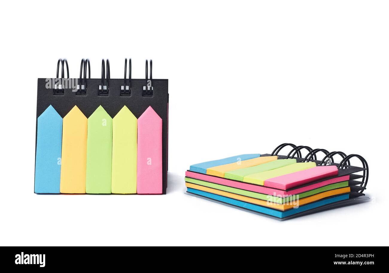 Block of colored note paper sticky stickers, object isolated on white ...