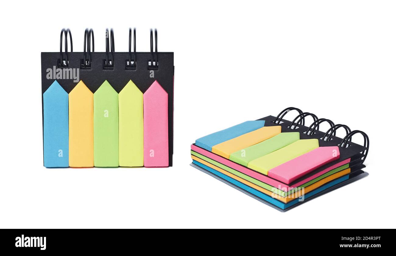 Block of colored note paper sticky stickers, object isolated on white ...