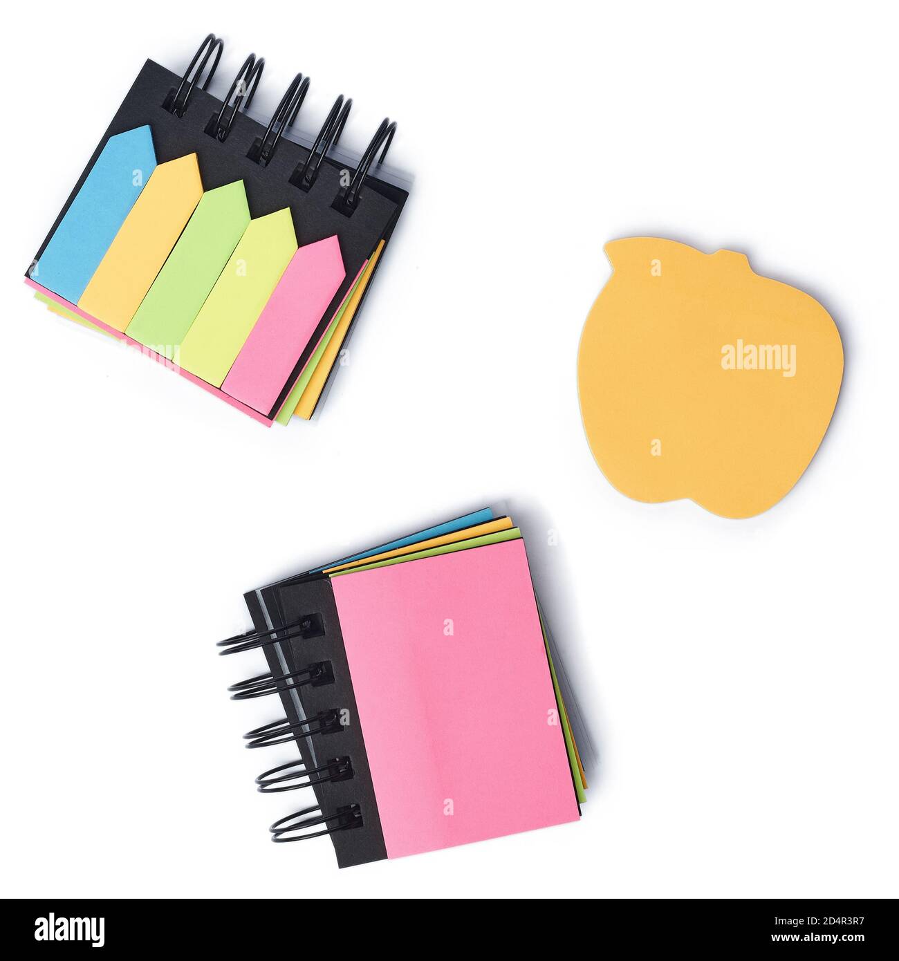 Block of colored note paper sticky stickers, object isolated on white ...