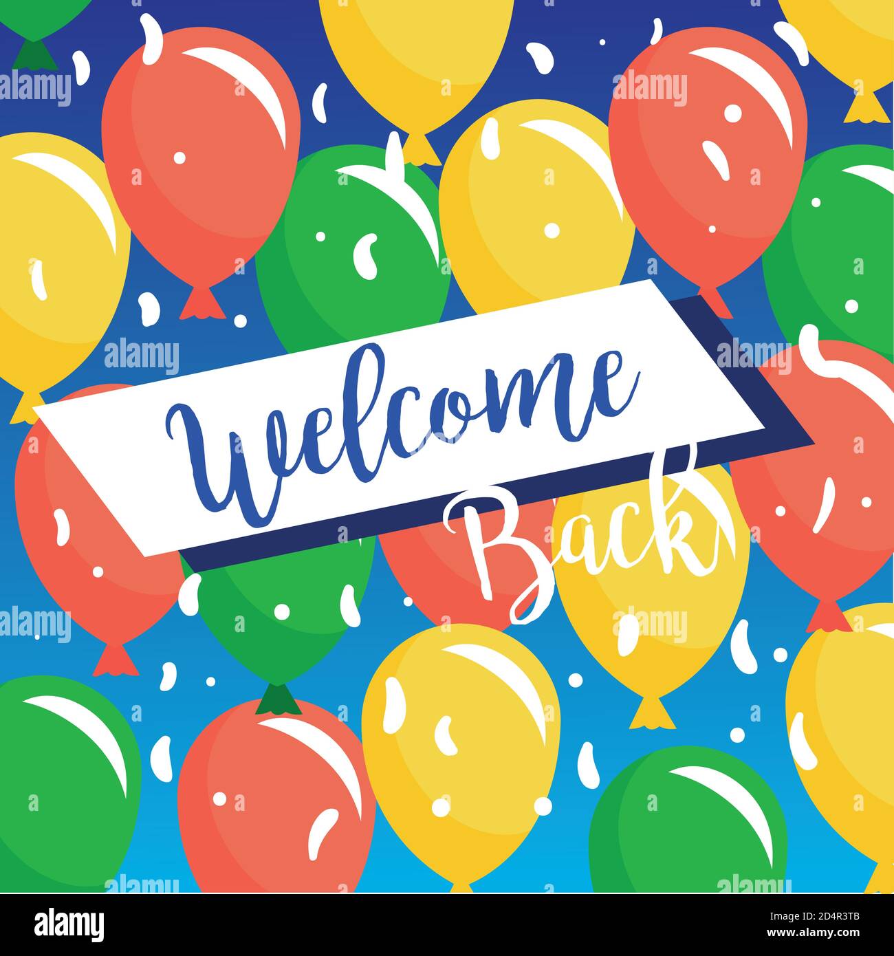 welcome back re opening poster with balloons helium pattern vector ...