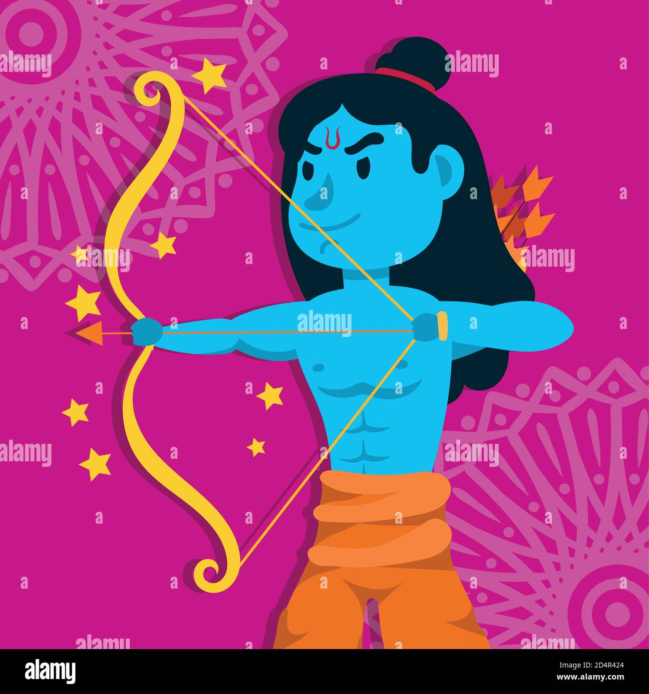 happy dussehra celebration with lord rama blue character in pink ...