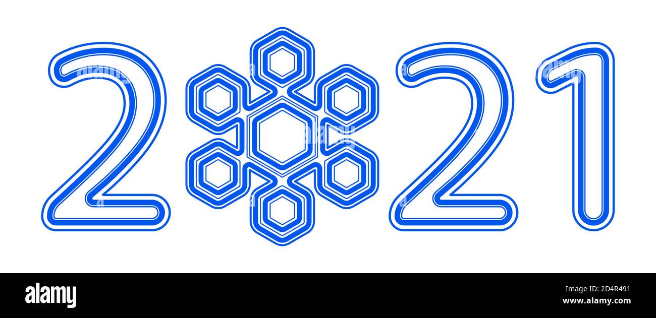 Illustration of the 2021 abstract winter snowflake number Stock Vector ...