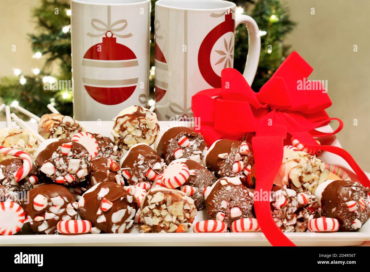 Chocolate coated marshmellow Christmas candies Stock Photo - Alamy