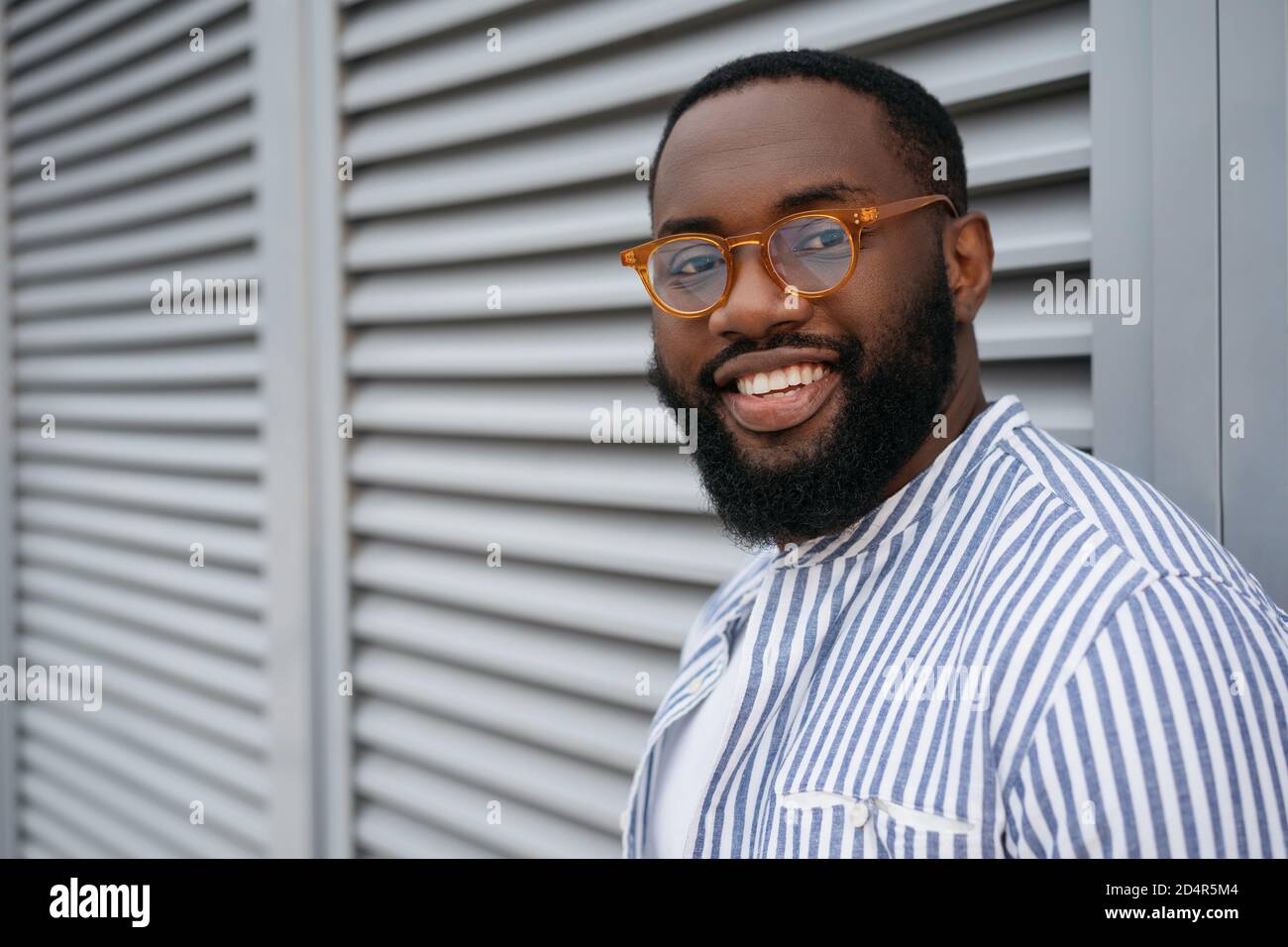 Closeup Portrait Of Successful African American Man Wearing Stylish